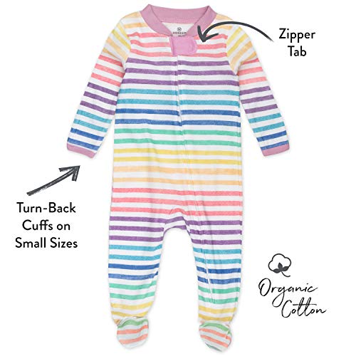 HonestBaby unisex baby Organic Cotton Footed & Play Pajamas and Toddler Sleepers, Rainbow Stripe, Newborn US