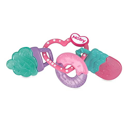 Nuby IcyBite Popsicle, Donut and Ice Cream Teether and Ice Gel Teether Keys - 3+ Months