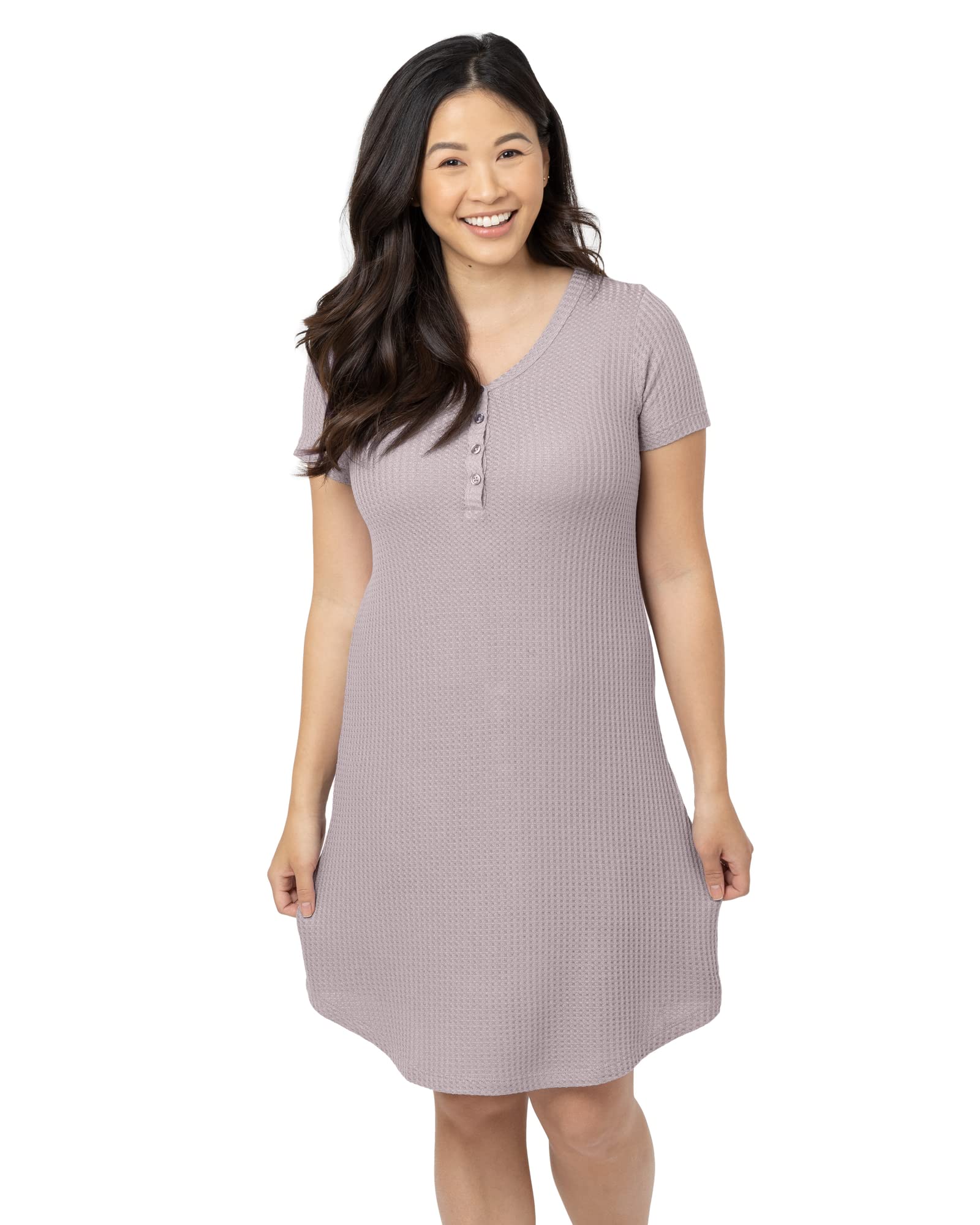 Kindred Bravely Nora Waffle Knit Bamboo Nursing & Maternity Nightgown (Pebble, Small)