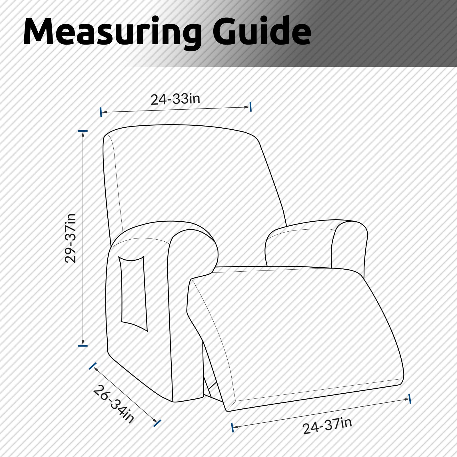 KEKUOU Recliner Chair Covers Lazy Boy Recliner Covers Stretch Couch Cover Slipcovers 1 Piece Furniture Protector with Elastic Bottom for Dog,Kids.(One Size, Black)
