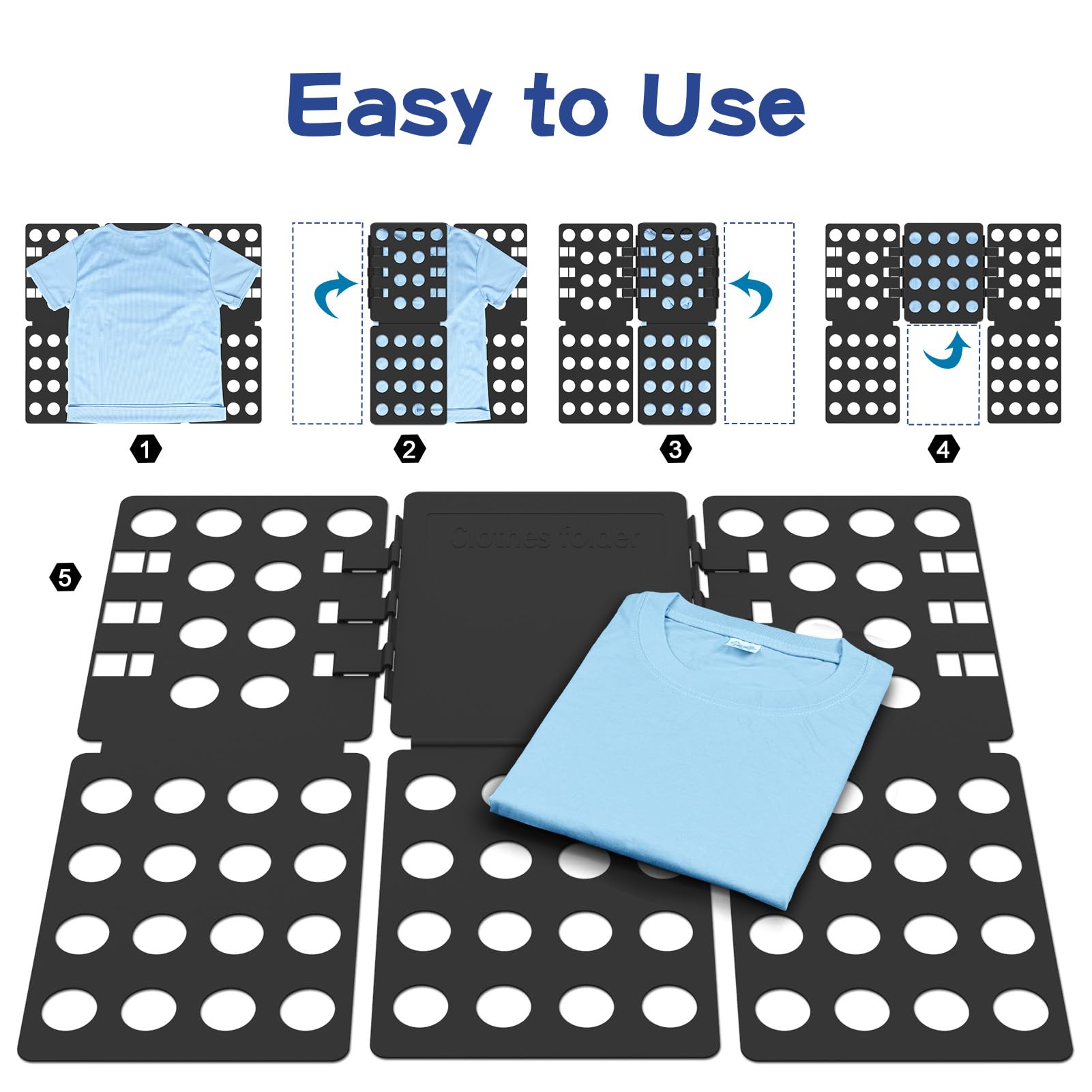 T Shirt Folding Board Shirts Clothes Folder Durable Plastic Laundry Boards,10.23*7.88*1.18 inches Black