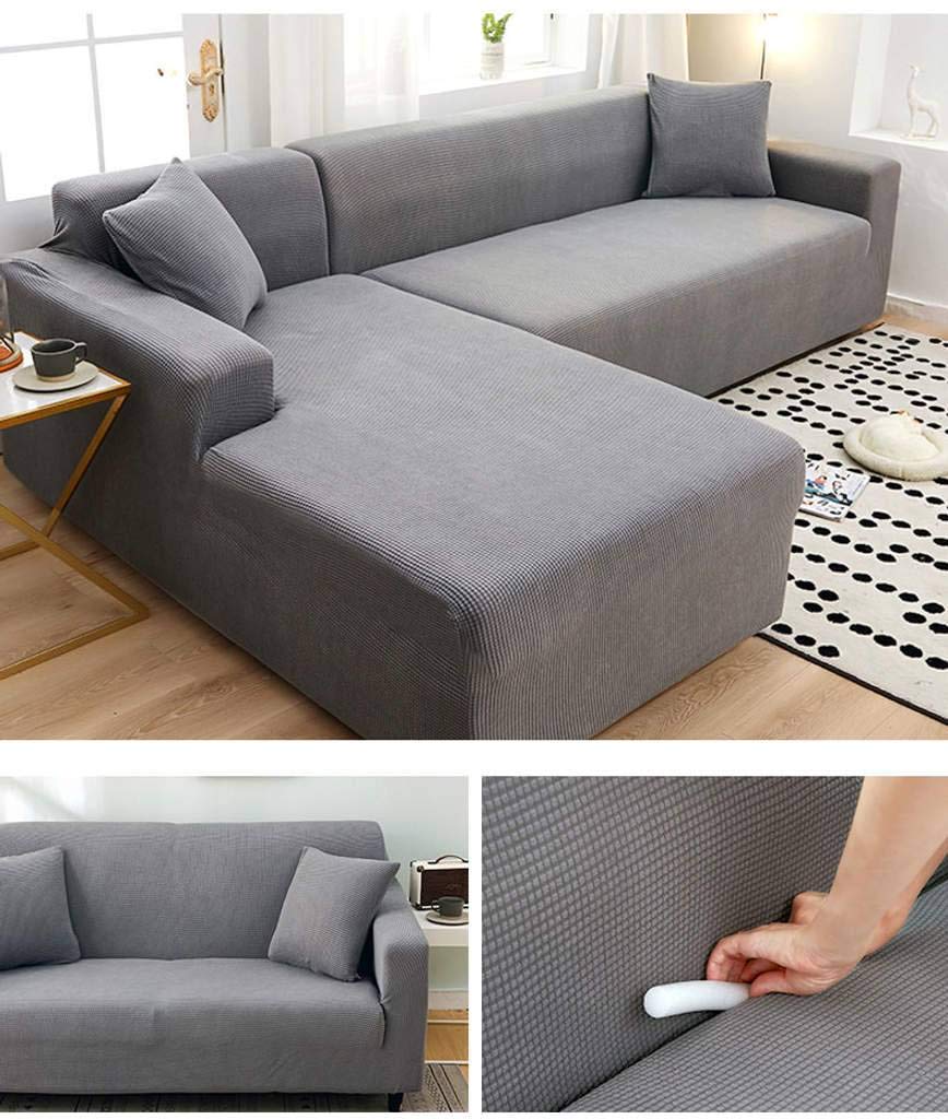 IMYOGI High Stretch Sofa Covers Sofa Cover 5 Seater, L Shape Slipcover Easy Stretch Fit Elastic Fabric Couch Sofa Protector Slip Cover Washable-4 Seater+4 Seater-Sky Blue