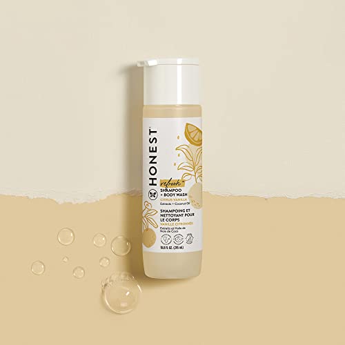The Honest Company 2-in-1 Cleansing Shampoo + Body Wash | Gentle for Baby | Naturally Derived, Tear-free, Hypoallergenic | Citrus Vanilla Refresh, 10 fl oz