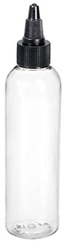 Premium Essential Oil 4 Ounce Cosmo Round Bottles, PET Plastic Empty Fillable BPA-Free, with Black Twist Caps (Pack of 12) (Clear)