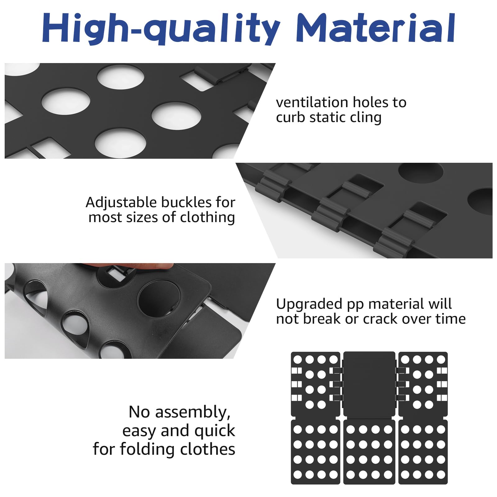 T Shirt Folding Board Shirts Clothes Folder Durable Plastic Laundry Boards,10.23*7.88*1.18 inches Black