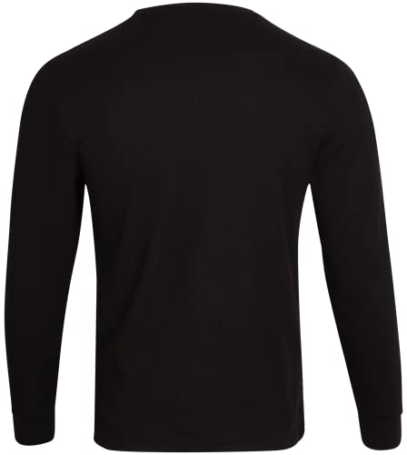 U.S. Polo Assn. Men's Thermal Shirt - Long Sleeve Waffle Knit Top, Size Medium, Solid Black