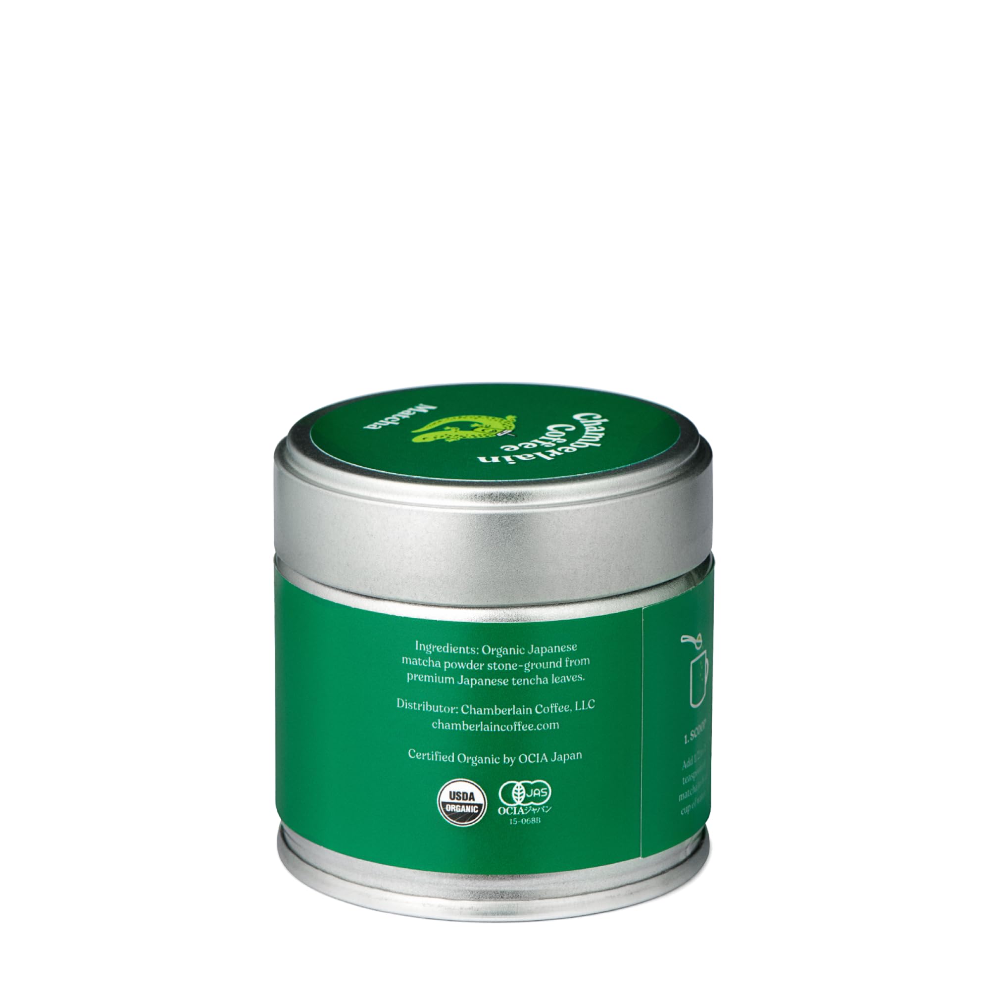 Chamberlain Coffee 100% Organic Matcha Japanese Green Tea Powder, Vegan, Gluten-Free 1oz tin