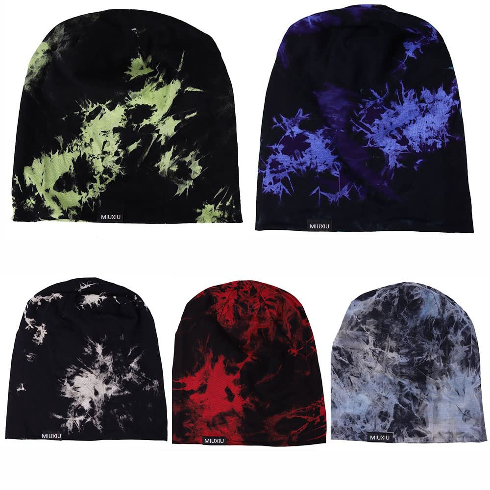 MIUXIU Mens Slouchy Beanie Hat Thin Baggy Summer Skull Cap Knit Hat (Black)