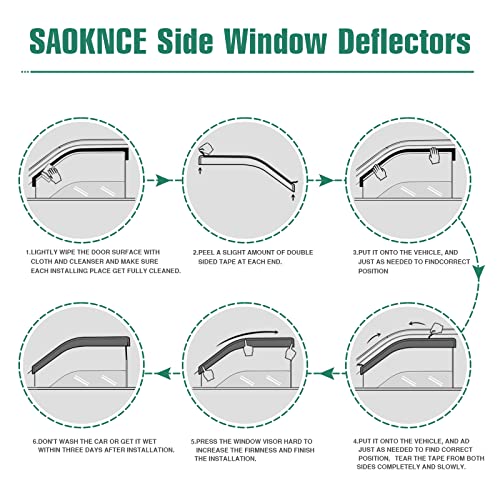 SAOKNCE 4 PiecesĀ Tape-on Extra Durable Rain Guards Fit for 2017-2022 Chrysler Pacifica,Window Deflectors,Window Visors (Smoke Black) 94207