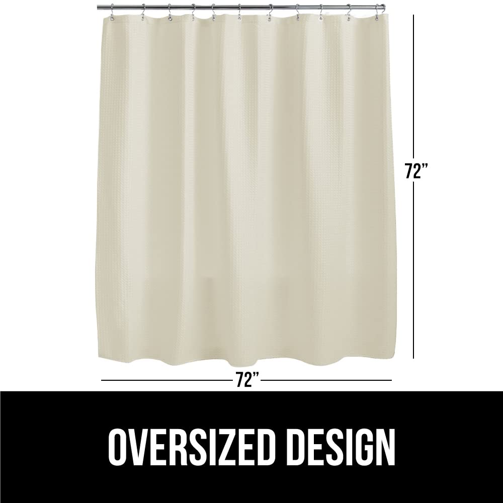 Gorilla Grip Waffle Shower Curtain, Thick Weighted Fabric, Wrinkle and Rust Resistant, Hotel Quality Design, Heavy Duty Long Curtains for Bathroom Showers, Bath Tubs, Machine Wash, 72x72 Ivory Cream