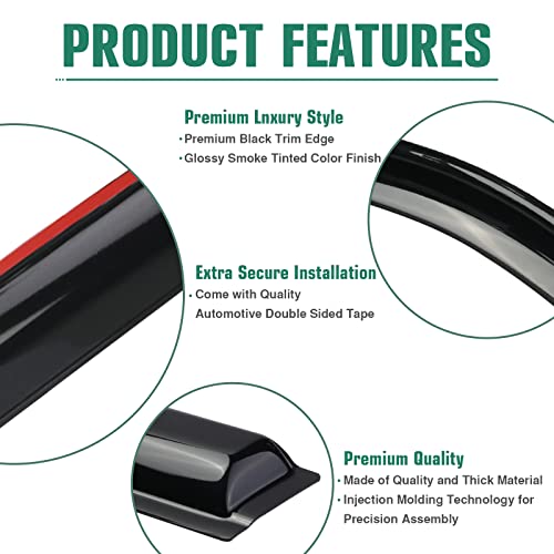 SAOKNCE 4 PiecesĀ Tape-on Extra Durable Rain Guards Fit for 2017-2022 Chrysler Pacifica,Window Deflectors,Window Visors (Smoke Black) 94207