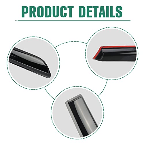 SAOKNCE 4 PiecesĀ Tape-on Extra Durable Rain Guards Fit for 2017-2022 Chrysler Pacifica,Window Deflectors,Window Visors (Smoke Black) 94207