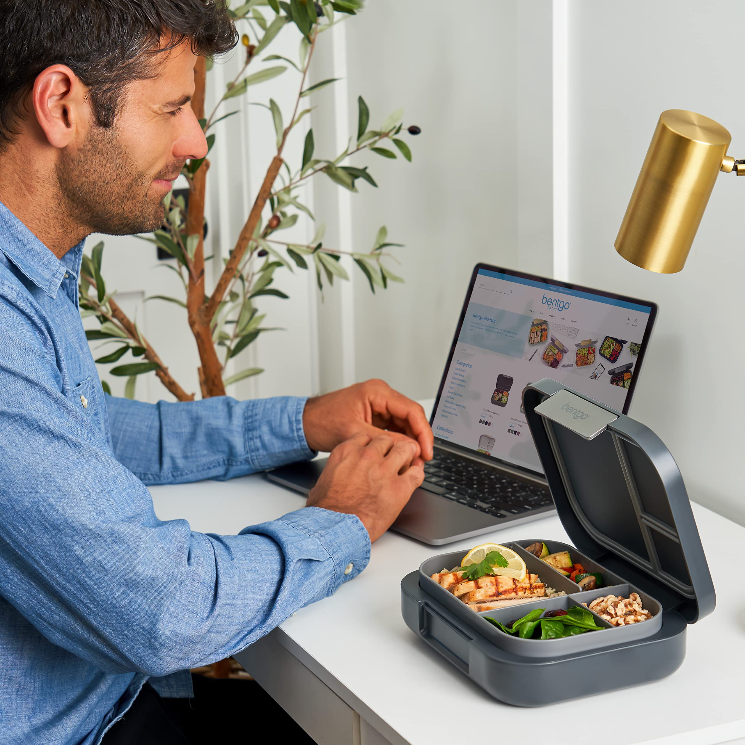 Bentgo® Modern Bento-Style Lunch Box Set With Reusable Snack Cup (Dark Gray)