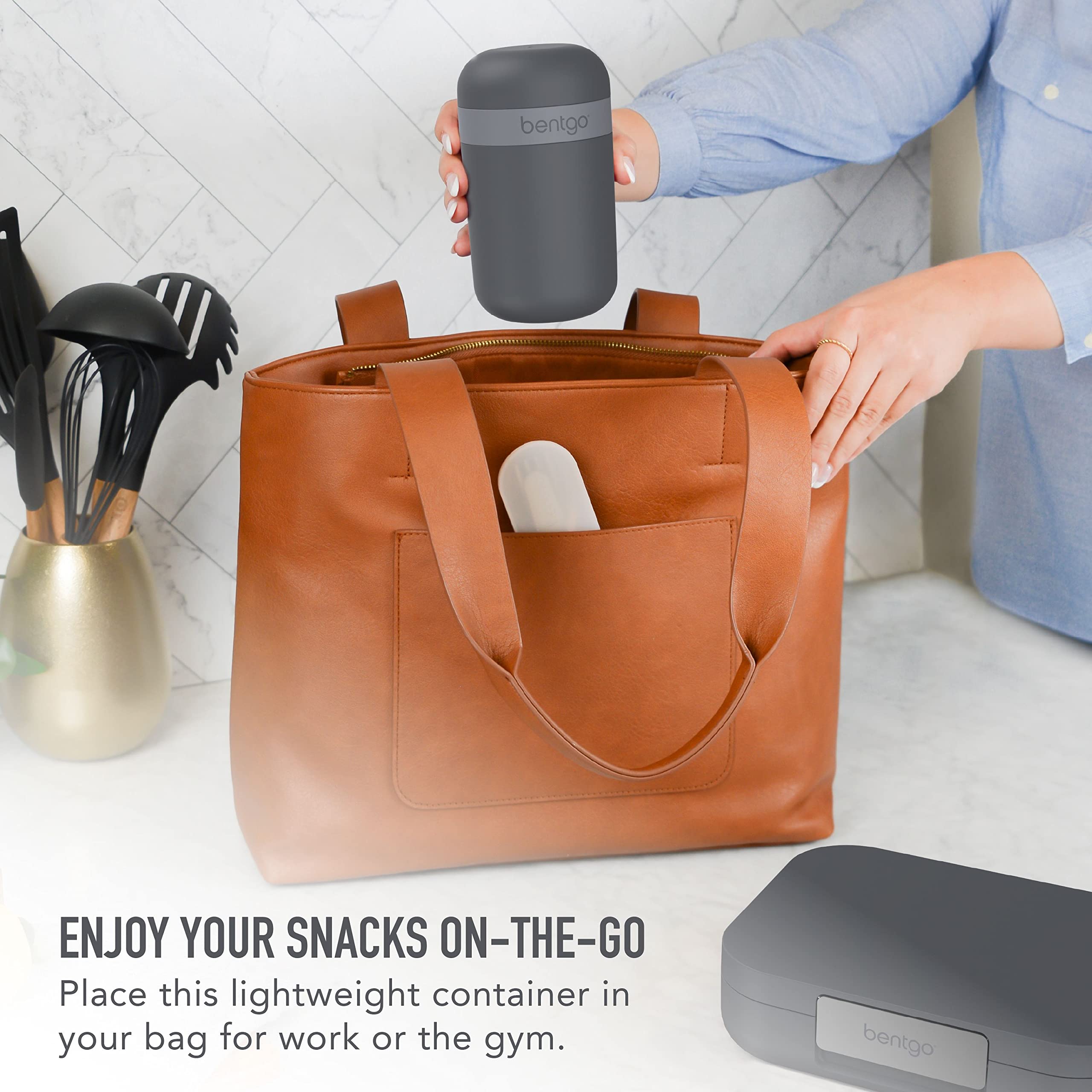 Bentgo® Modern Bento-Style Lunch Box Set With Reusable Snack Cup (Dark Gray)