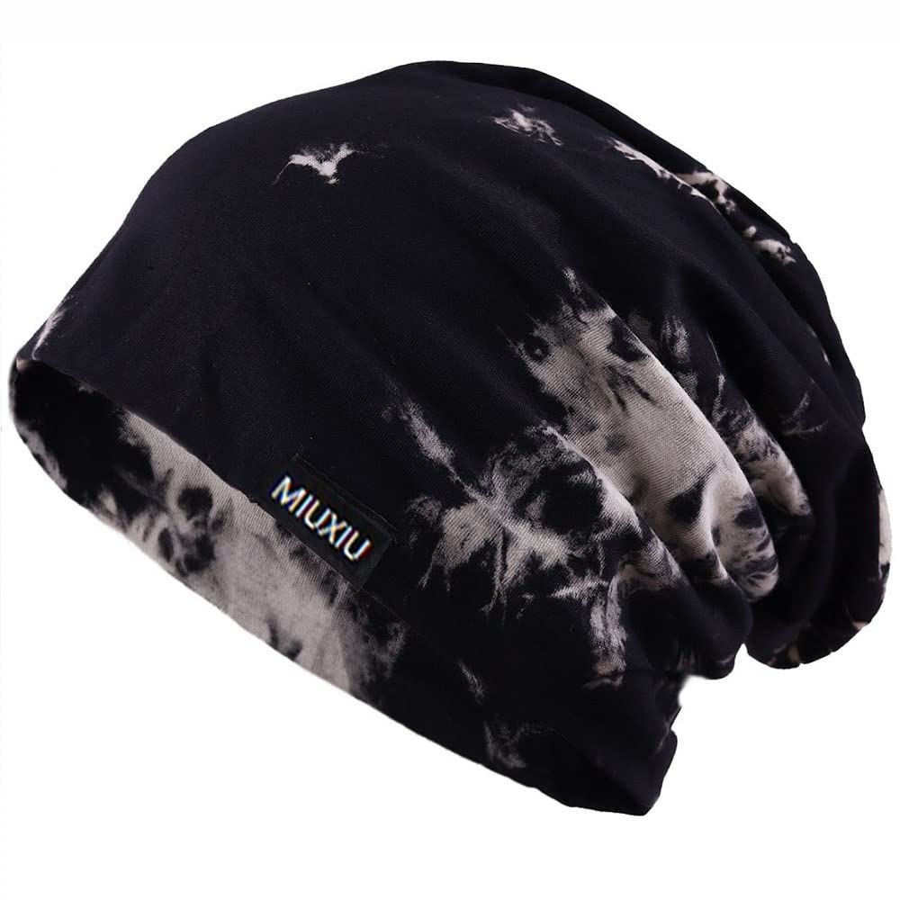 MIUXIU Mens Slouchy Beanie Hat Thin Baggy Summer Skull Cap Knit Hat (Black)