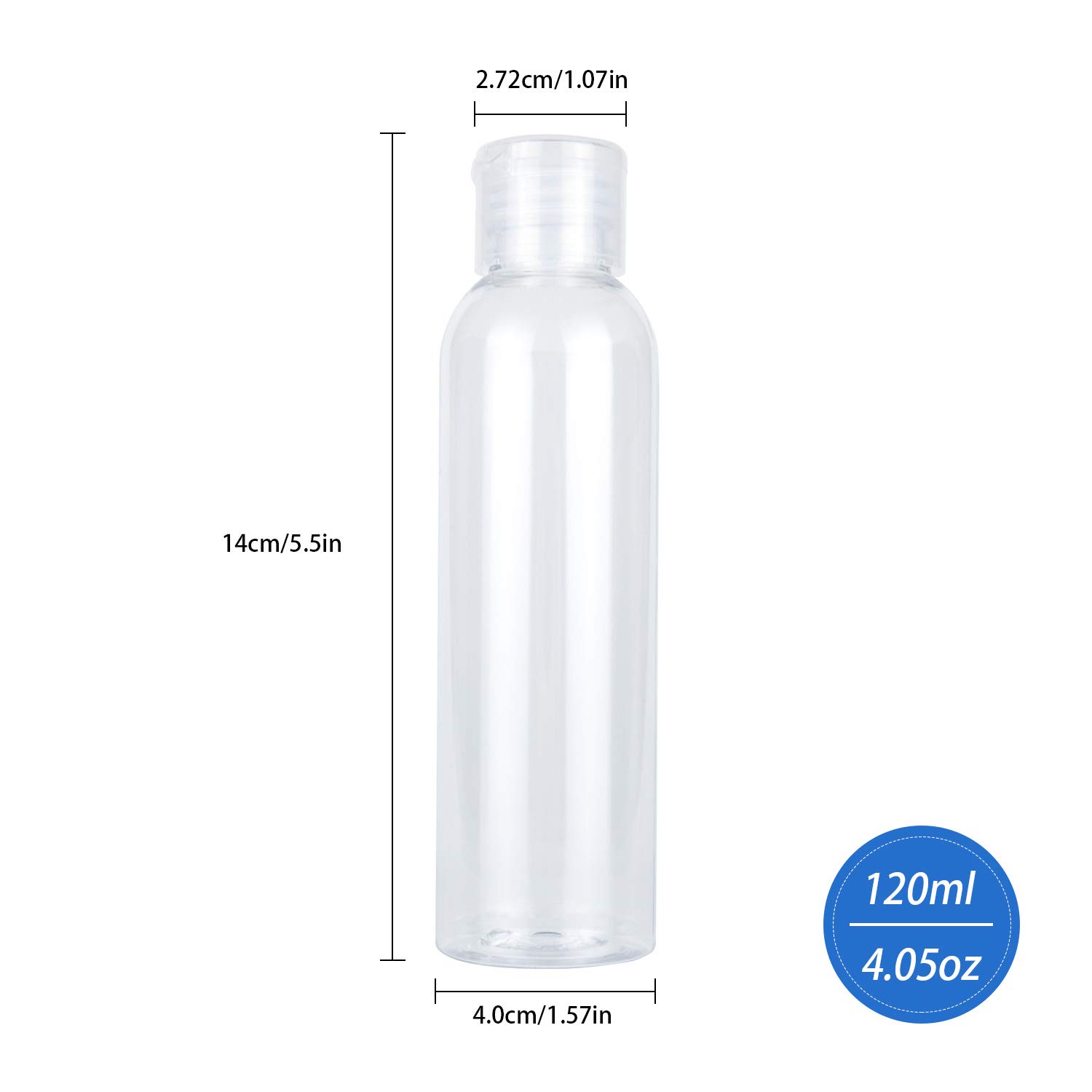 TRENDBOX 12 Pack Plastic Empty Bottles with Flip Cap for Shampoo, Lotions, Liquid Body Soap, Cream (4 oz / 120 ml)