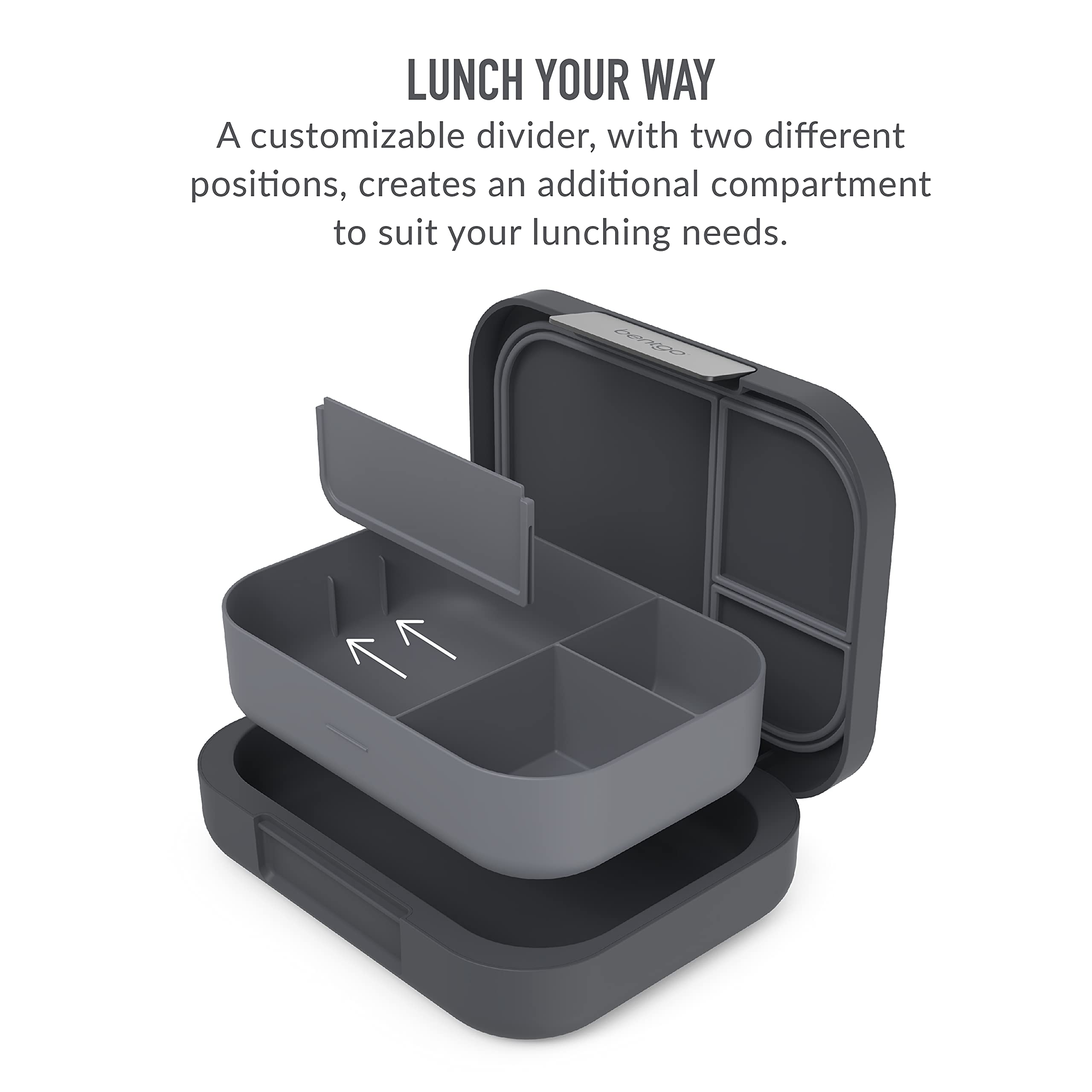 Bentgo® Modern Bento-Style Lunch Box Set With Reusable Snack Cup (Dark Gray)