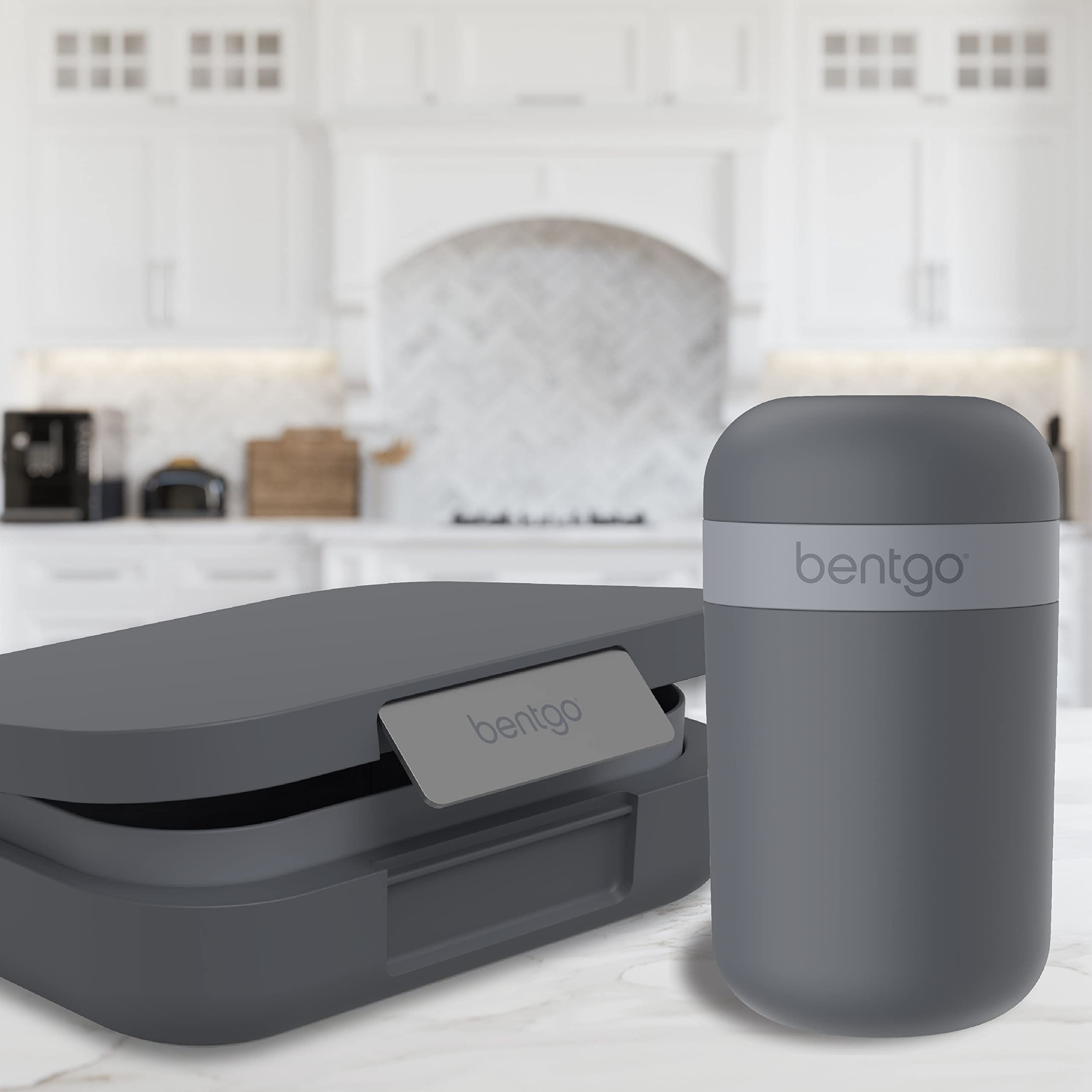 Bentgo® Modern Bento-Style Lunch Box Set With Reusable Snack Cup (Dark Gray)