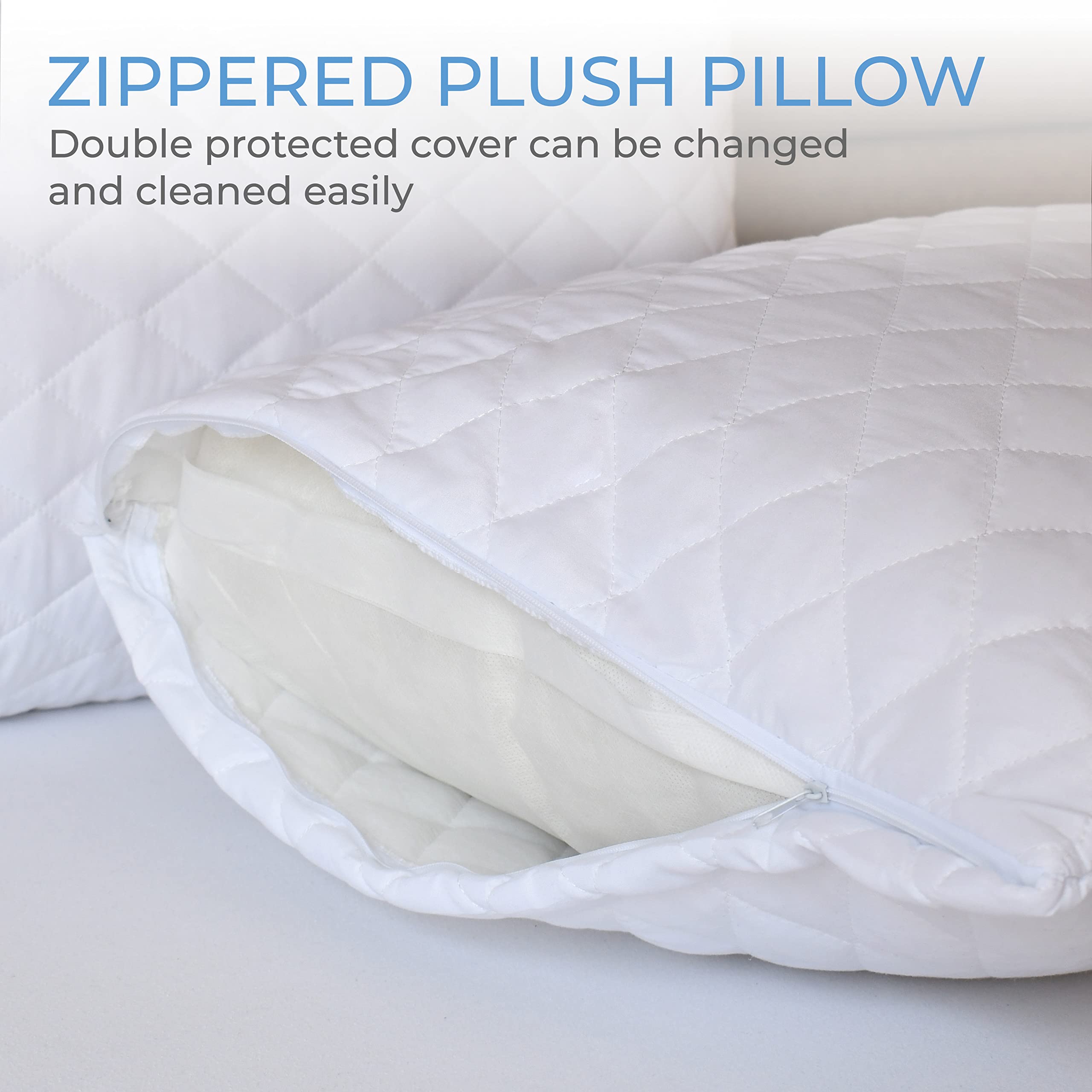 Diamond Elegant Bed Pillows for Sleeping Queen Size 4 Pack Pillows, Hotel Pillows for Side Back & Stomach Sleepers, 100% Cotton Cover, Microfiber Washable Queen Pillows Set of 4