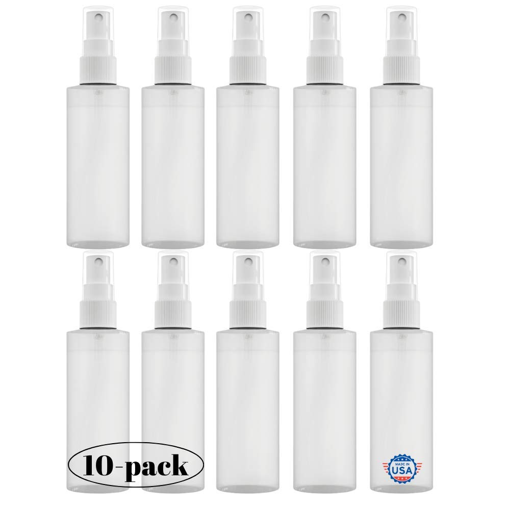 JND Plastic Spray Bottle Fine Mist – Refillable, Reusable, Portable Sprayer, Travel Size, Leak Proof for Household Use, Essential Oil, Cleaning Solution and Perfume (10 Pack, 120 ml) (4oz - 10 pack)