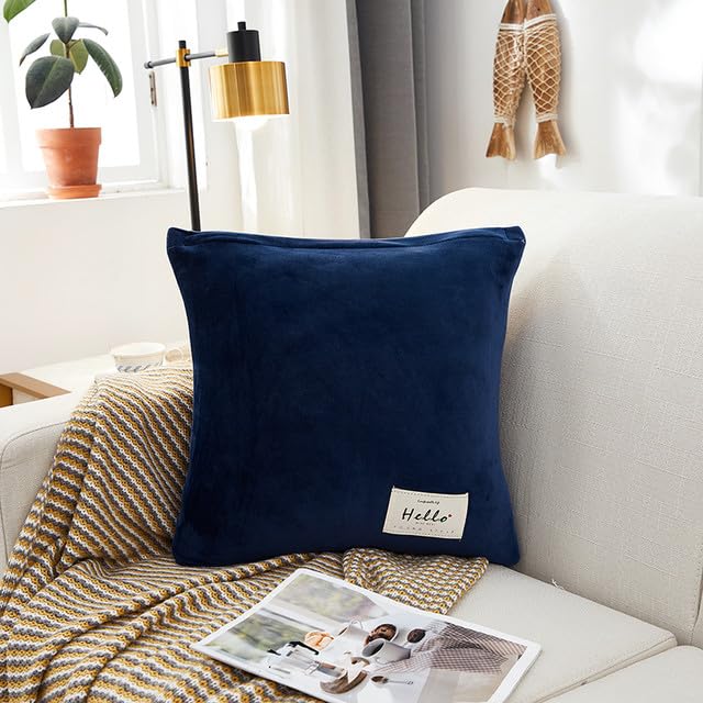 EURHOWING Stretch Velvet Sofa Cover for 4-Seaters Sofa,Anti-Slip Soft Couch Cover Sofa Slipcover w Pillowcase,Washable Furniture Protector with Anti-Skid Foam and Elastic Bottom,Navy Blue