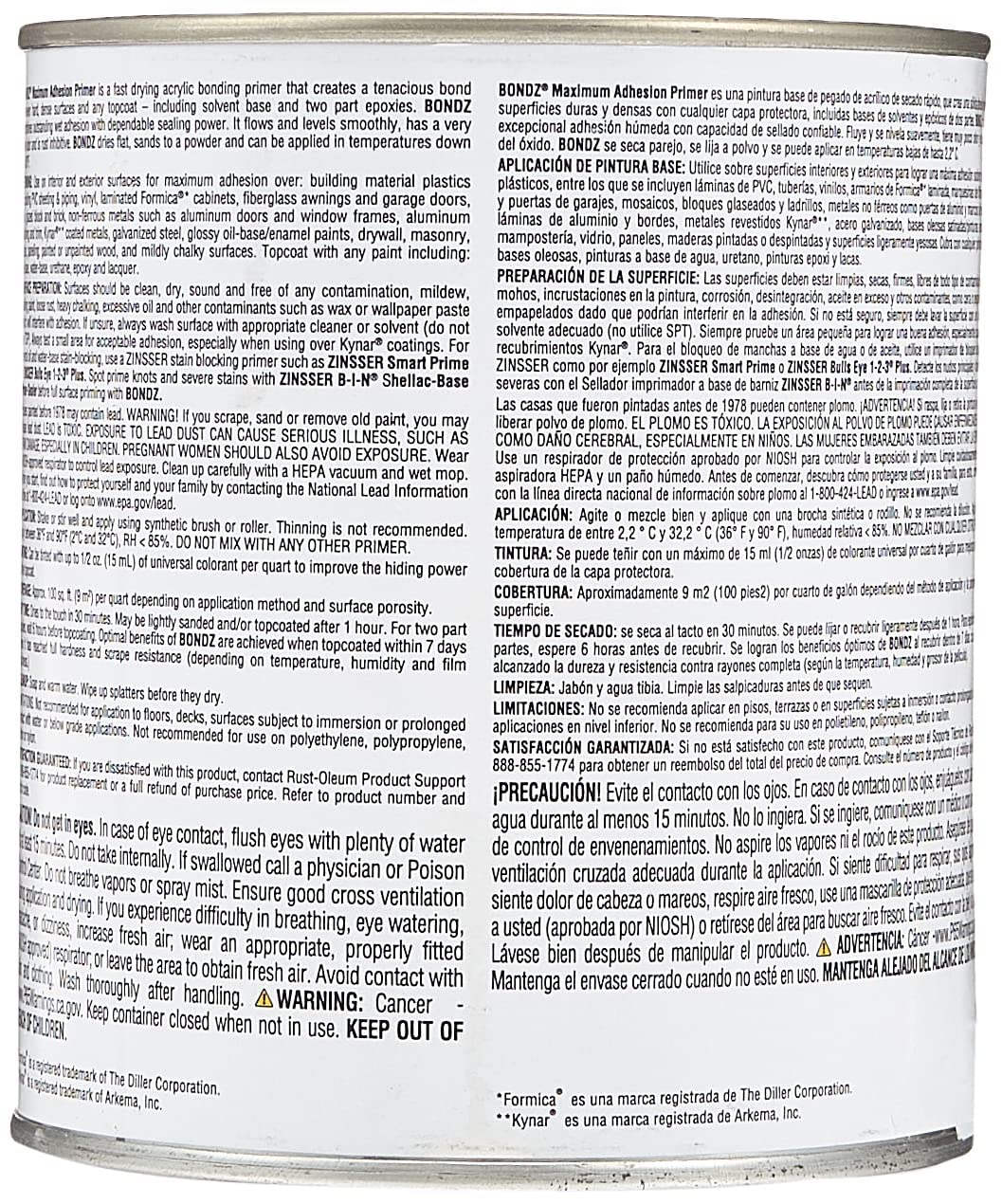 Rust-Oleum 256266 QT Bondz Maximum Adhesion Water Based Primer