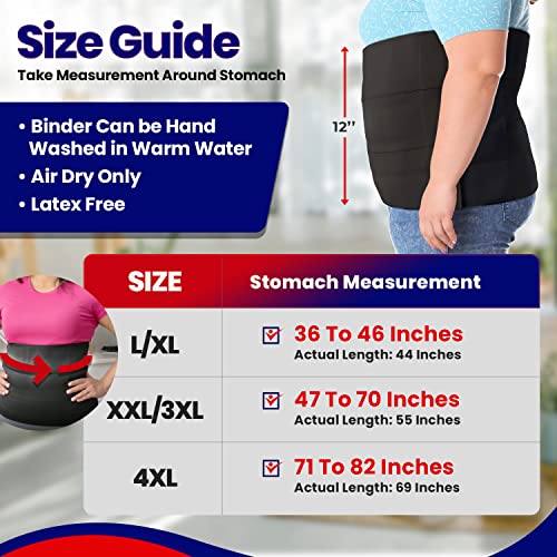 Wide Abdominal Binder Belly Wrap β Plus Size Postpartum Tummy Tuck Belt Provides Slimming Bariatric Stomach Compression or to Help Hernia or Post Surgery Healing & Support (XXL 3XL Stomach 47β to 70β