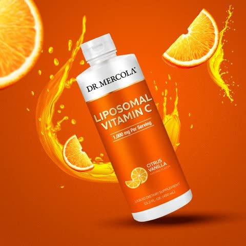 Dr. Mercola Liposomal Vitamin C, 1,000 mg per Serving, Liquid Dietary Supplement, 15.2 Fl. Oz (450 mL), Citrus Vanilla Natural Flavor, Non GMO, Gluten Free, Soy Free