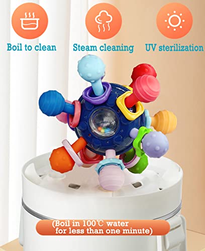 AIVIAI Baby Teething Toys for 0-6 Months, Sassy Teethers Rattle Toy for Babies 6-12months Sensory Baby Toy Grasping Chew Infants Toys (Blue)