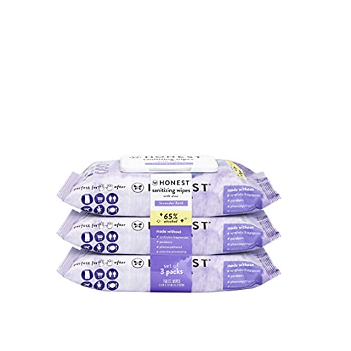 The Honest Company Sanitizing Alcohol Wipes, Lavender, 50 Count (Pack of 3)