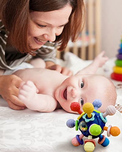 AIVIAI Baby Teething Toys for 0-6 Months, Sassy Teethers Rattle Toy for Babies 6-12months Sensory Baby Toy Grasping Chew Infants Toys (Blue)
