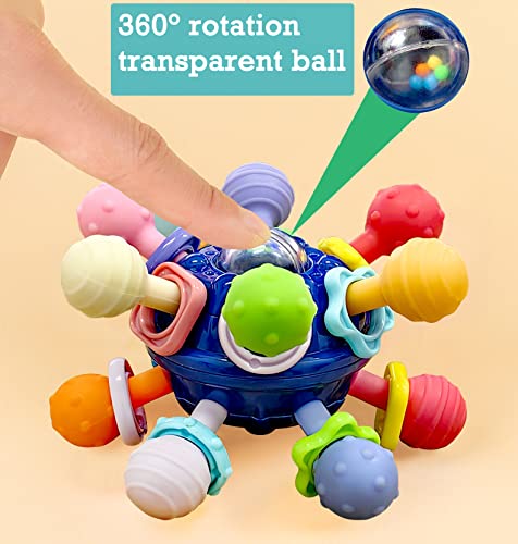 AIVIAI Baby Teething Toys for 0-6 Months, Sassy Teethers Rattle Toy for Babies 6-12months Sensory Baby Toy Grasping Chew Infants Toys (Blue)