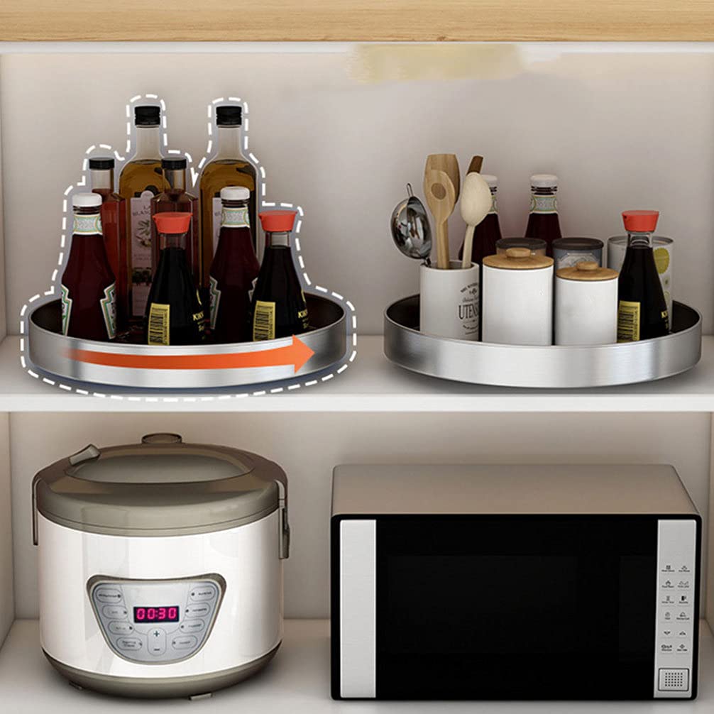 Cabilock Lazy Susan Turntable Kitchen Storage Organizer Multifunctional Stainless Steel Organizer for Can or Seasonings (M)