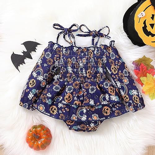 Newborn Baby Boy Girl 1st Halloween Outfit Oversized Waffle Knit Sweater Bodysuit Pullover Infant Halloween Onesie