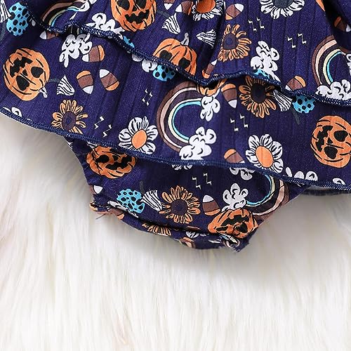 Newborn Baby Boy Girl 1st Halloween Outfit Oversized Waffle Knit Sweater Bodysuit Pullover Infant Halloween Onesie