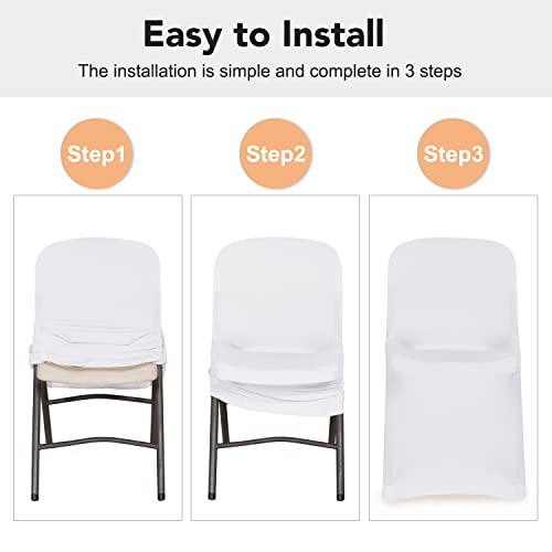 Obstal 10Pcs White Chair Covers for Party Folding Chair - Universal Fitted Chair Slipcovers Protector for Wedding, Banquet, Holiday, Celebration (White, 10 Packs)