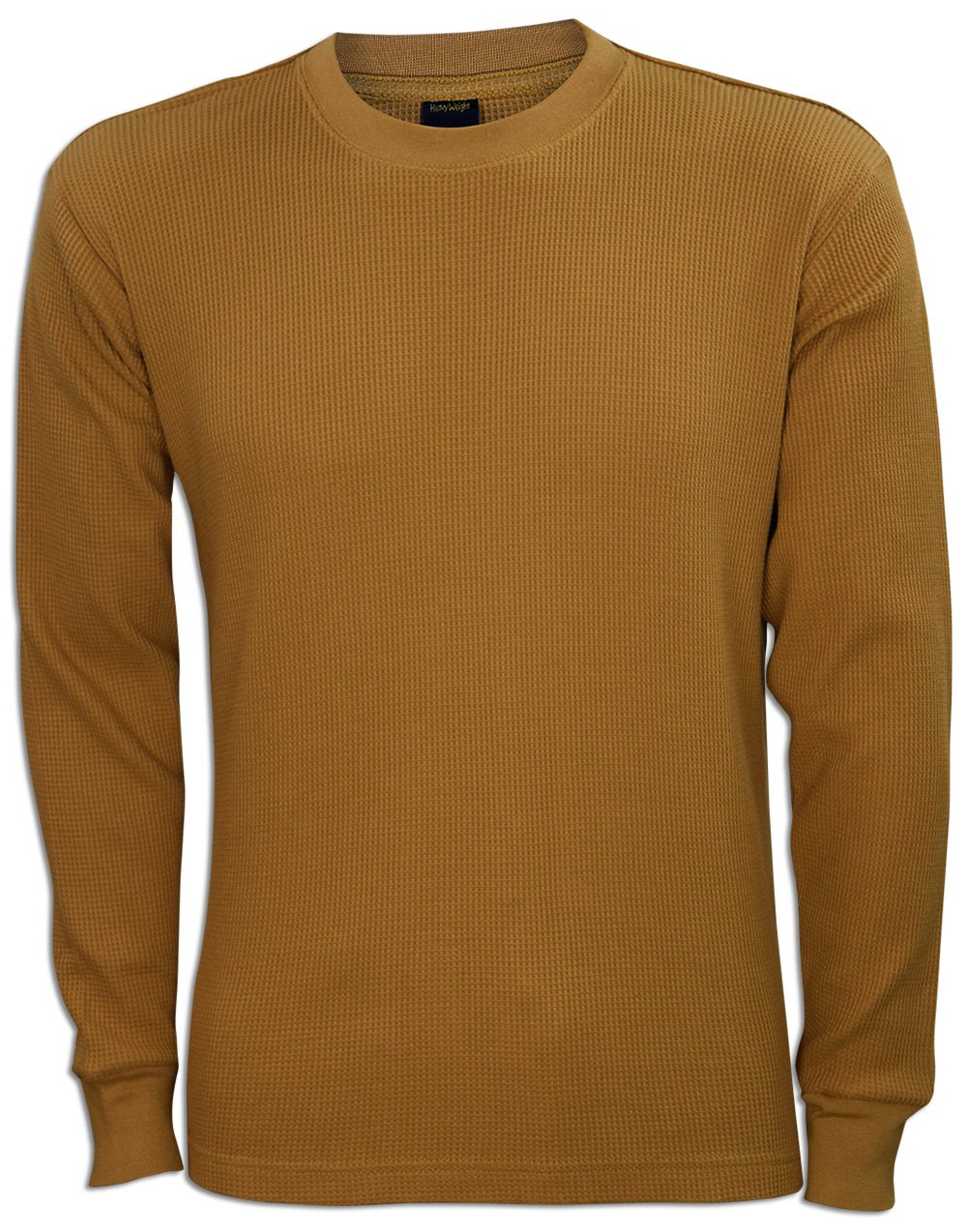Men Heavy Weight Plain Thermal Long Sleeve Waffle Shirts Solid Colors (M, Timber)