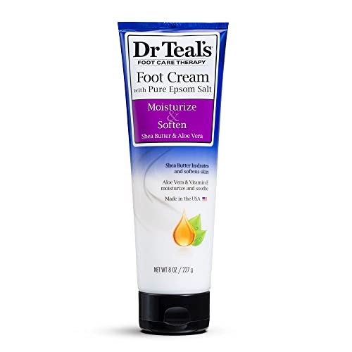 Dr Teal's Shea Butter & Aloe Vera Foot Cream Mothers Day Gift Set (4 Pack, 32oz Total) - Aloe Vera and Vitamin E Essential Oils Moisturize & Hydrate Skin - Prevents Rough Spots