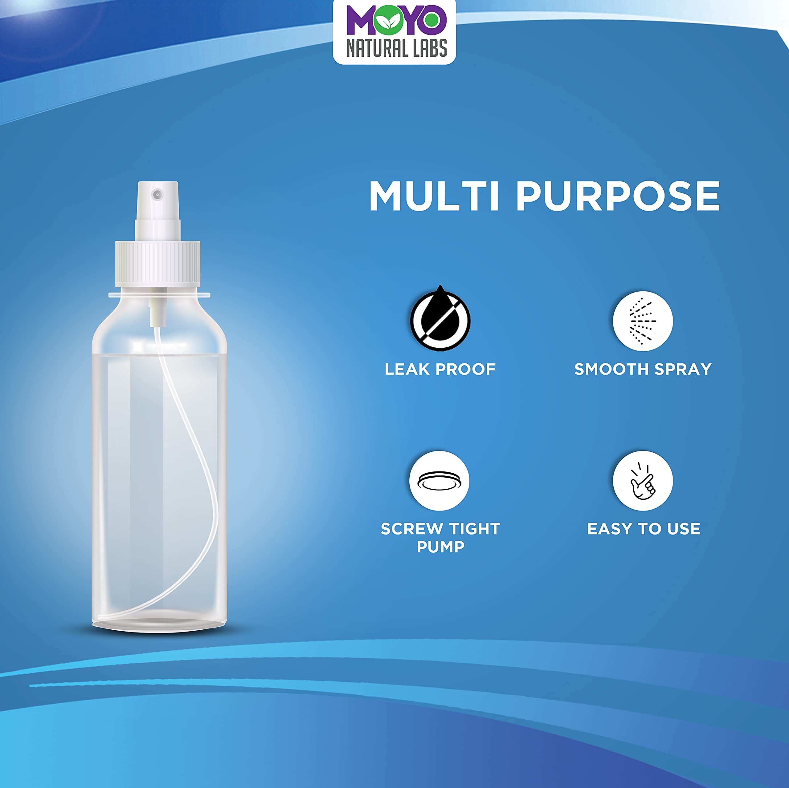 MoYo Natural Labs 4 Oz Fine Mist Spray Bottles Empty Travel Containers, Bpa Free Hdpe Plastic for Essential Oils & Liquids/Cosmetics (neck 20-410) (Pack Of 12, Translucent Hdpe White Spray)