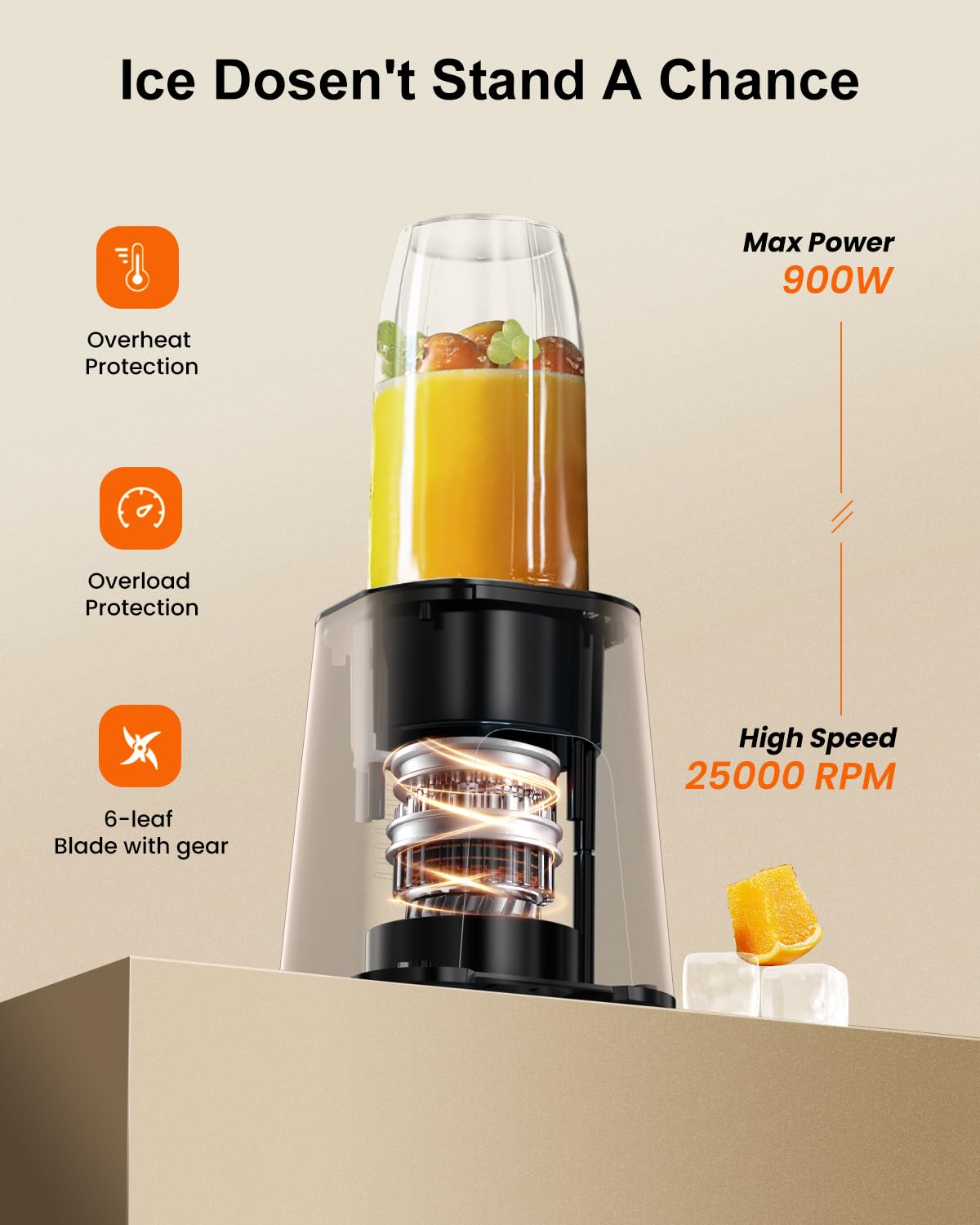 VEWIOR Smoothie Bullet Blender for Shakes and Smoothies 850W, 12 Pieces Personal Blenders for Kitchen with 6 Fins Blender Blade, Smoothie Blender with 2*23 oz To-Go Cups