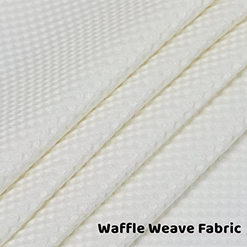 GlowSol Cream Valance for Kitchen Waffle Fabric Curtain Water Resistant Valance for Bathroom Short Cafe Valance, Cream, 60W×15L
