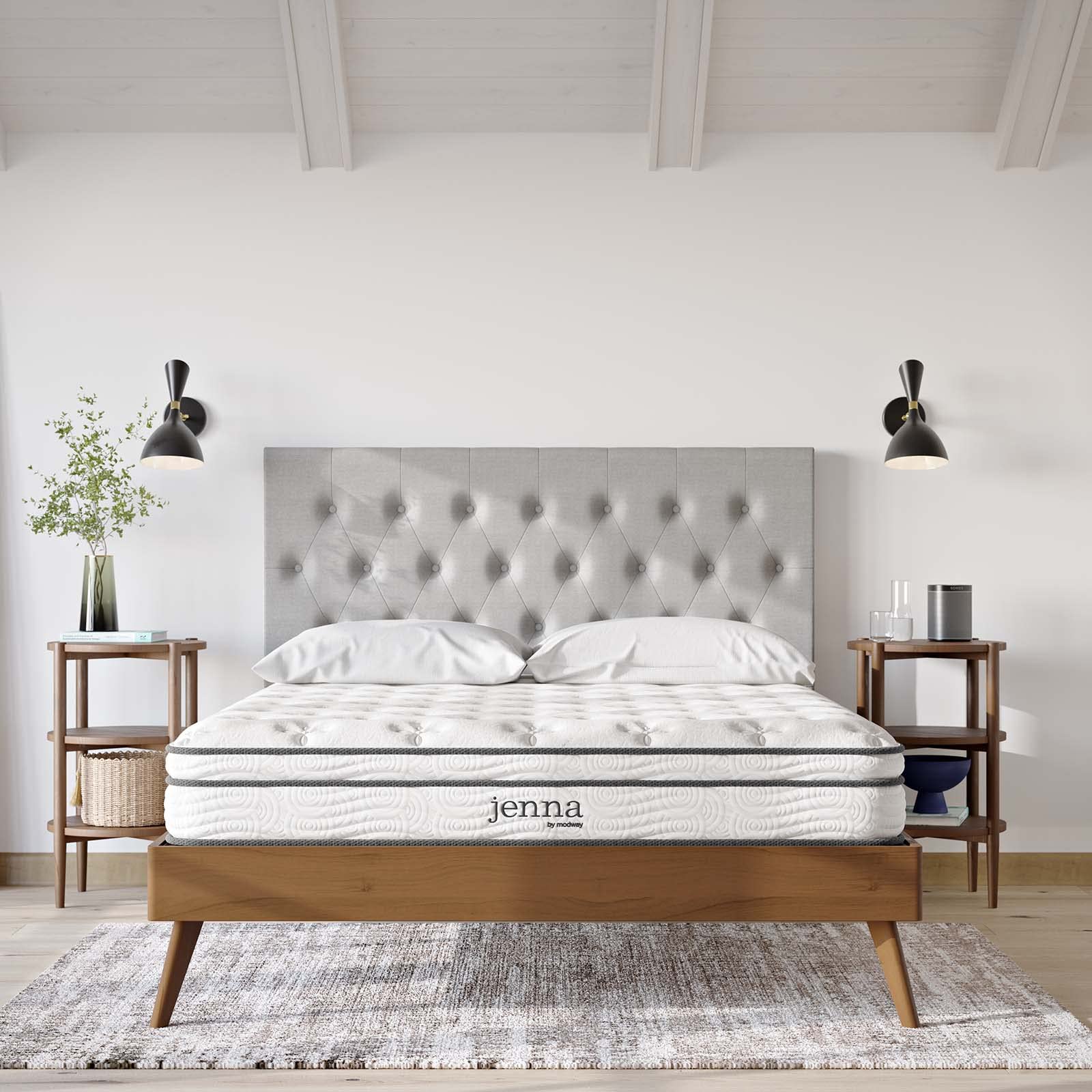 Modway Jenna 8” Innerspring and Memory Foam Queen Mattress With Individually Encased Coils