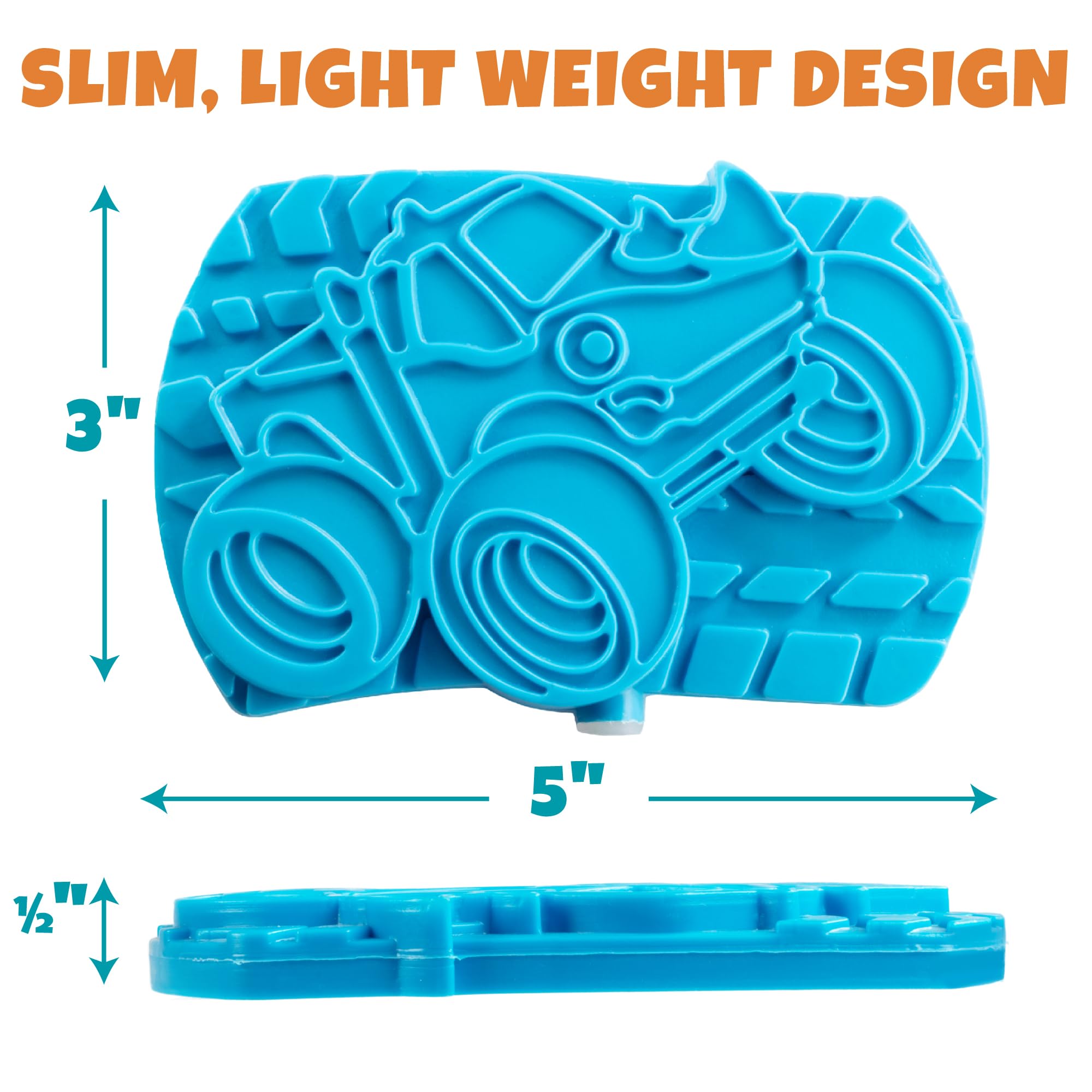 Blue Monster Truck Reusable Hard Ice Pack- Set of 3 -Fits Easily Inside Kids Lunch Box, Insulated Cooler Bag-Long Lasting Slim, Space Saving-Cool Freezer Packs Keep Food Cold For Hours- Back to School