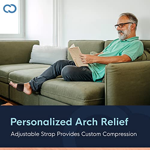 Copper Compression Adjustable Padded Arch Support - 2 Plantar Fasciitis Braces/Sleeves. Foot Care, Heel Spurs, Feet Pain Relief, Flat & Fallen Arches, High Arch, Flat Feet (1 Pair - One Size Fits All)