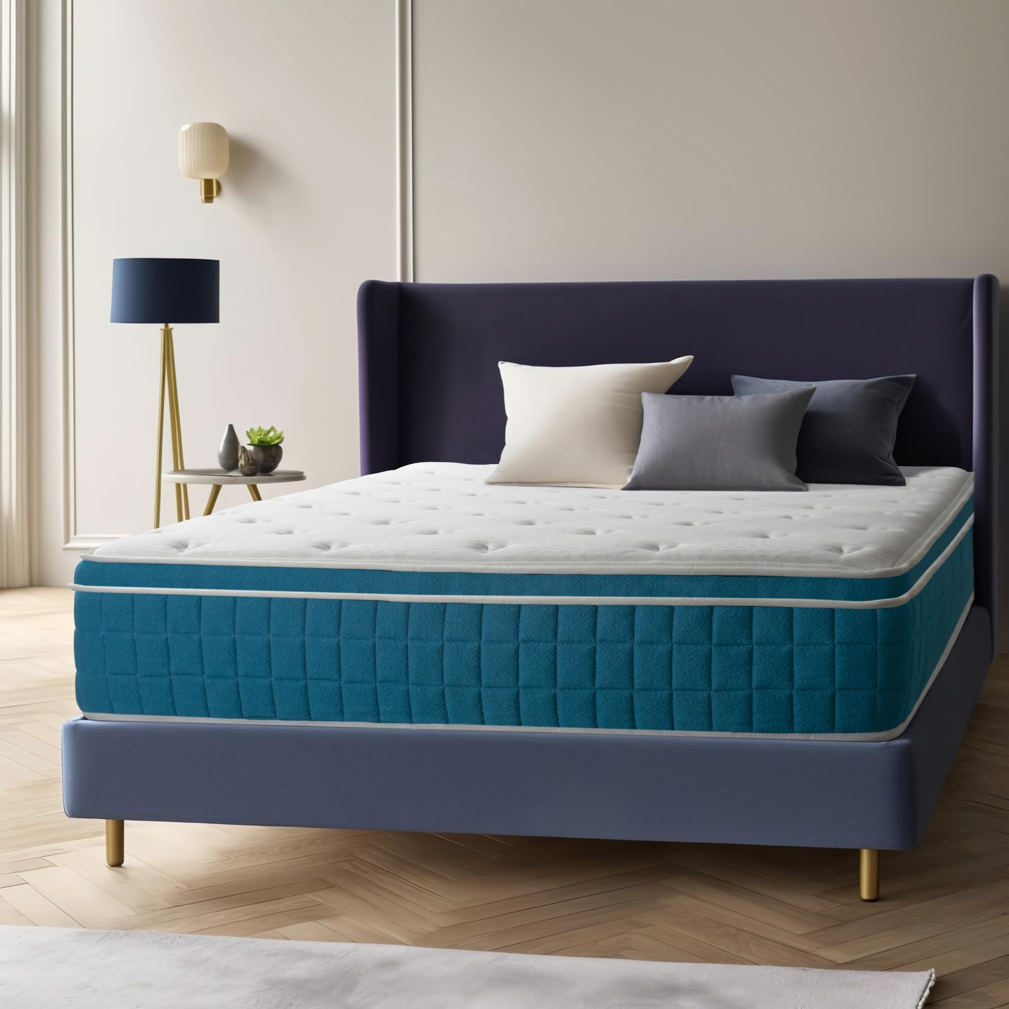 Askme Queen Mattress 12 Inch Hybrid Mattress Bed in a Box,Medium Firm Cooling Gel Memory Foam Mattress with Individually Wrapped Pocket Coils for Motion Isolation and Pressure Relief, CertiPUR-US