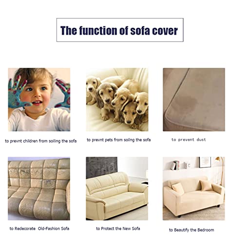 IMYOGI High Stretch Sofa Covers 1 2 3 4 Seater Sofa Cover Solid Color Stretch Sofa Slipcovers Stylish Machine Washable Anti Slip Furniture Protector for Living Room -blue-1-4 Seater(235-300cm)