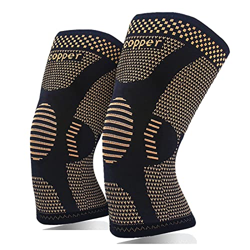 JIUFENTIAN copper Knee Braces for Knee Pain women and men(2Pack)-Knee sleeve copper knee compression sleeve for Arthritis,Joint Recovery,Workout, Running,and Sports(X-Large)