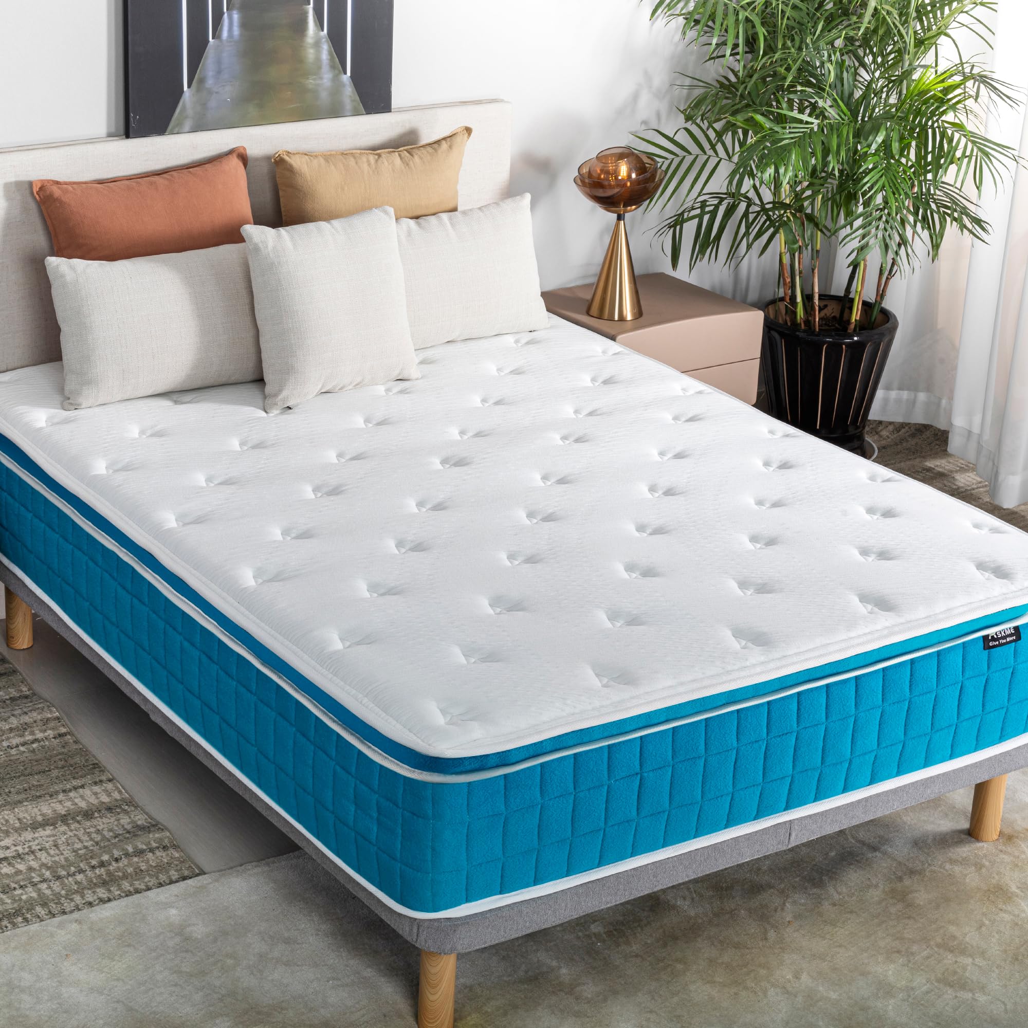 Askme Queen Mattress 12 Inch Hybrid Mattress Bed in a Box,Medium Firm Cooling Gel Memory Foam Mattress with Individually Wrapped Pocket Coils for Motion Isolation and Pressure Relief, CertiPUR-US