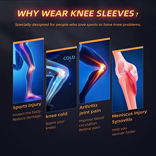 JIUFENTIAN copper Knee Braces for Knee Pain women and men(2Pack)-Knee sleeve copper knee compression sleeve for Arthritis,Joint Recovery,Workout, Running,and Sports(X-Large)