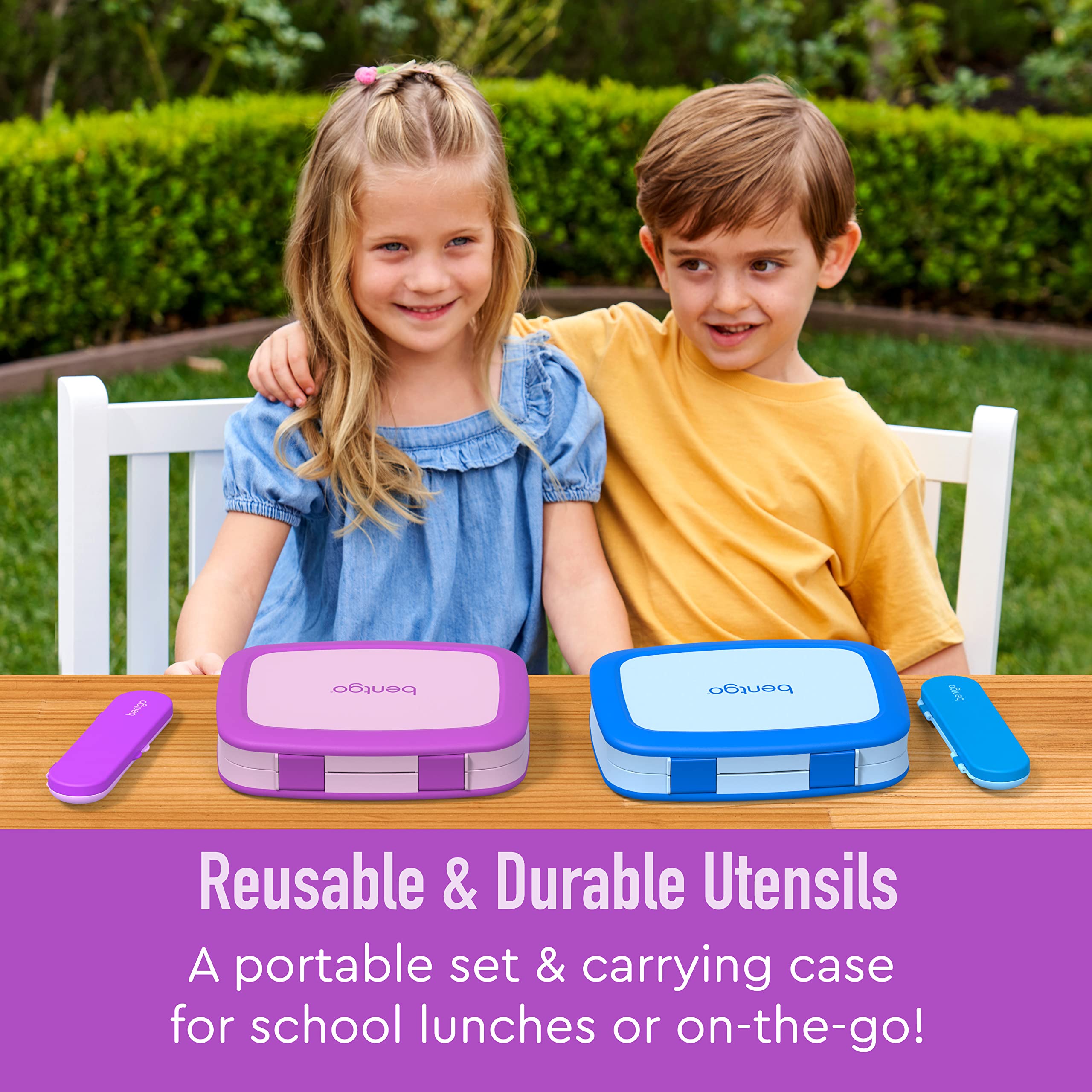 Bentgo® Kids Chill Lunch Box With Kids Reusable Plastic Utensils (Purple)
